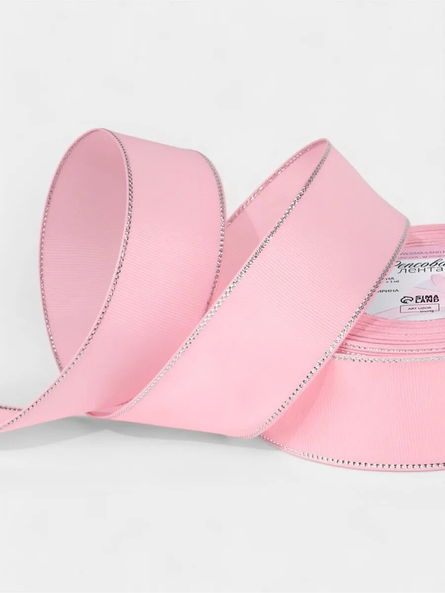 Лента репсовая 40мм*25±1ярд(23м±1м) серебряные нити №004 све