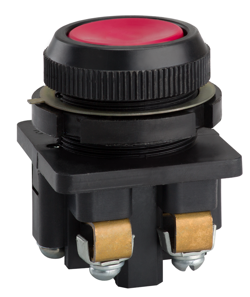 Переключатель КЭАЗ КЕ 011-У3-исп.1 кнопочный в корпусе из пластика, красный, 12В, IP40 / электрика