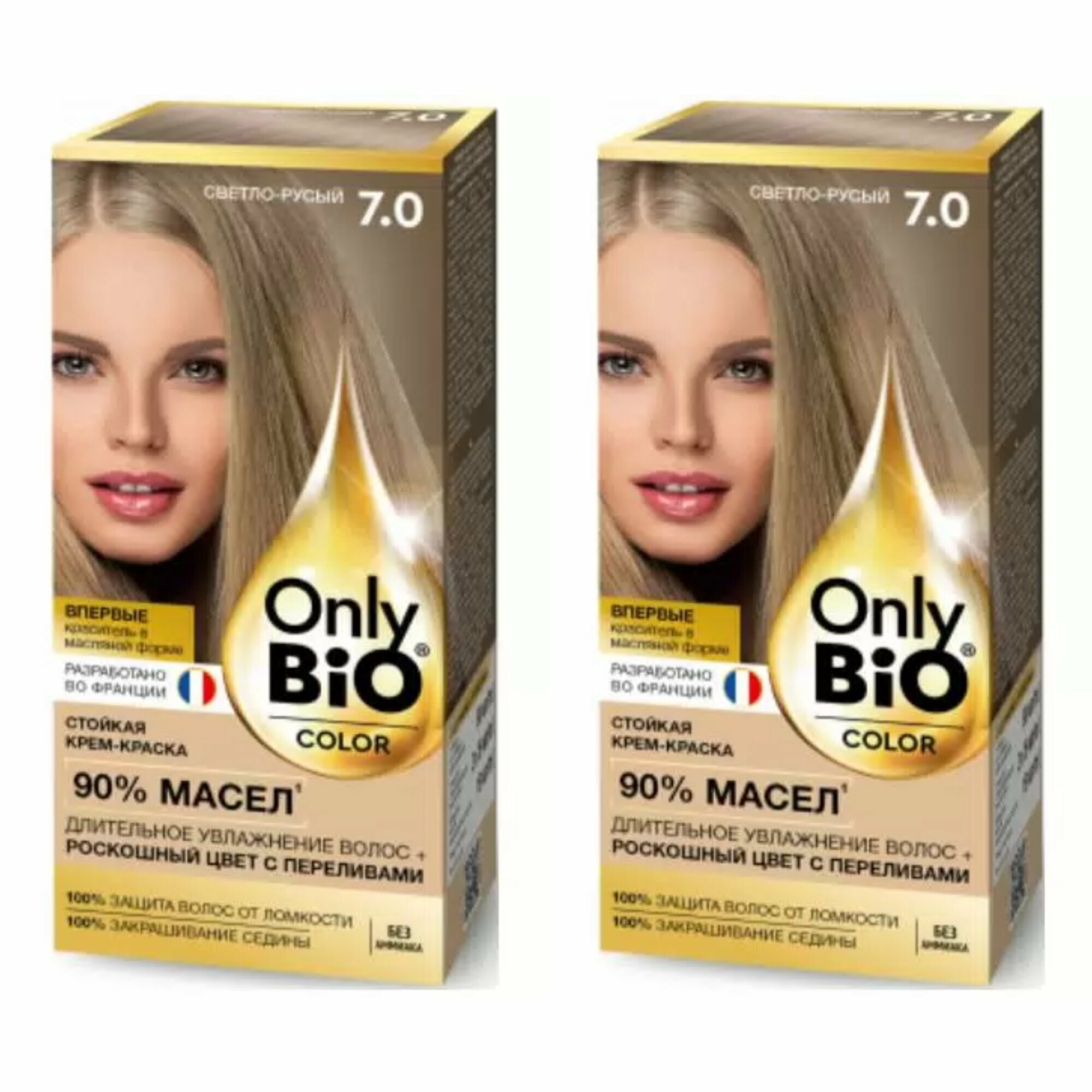 Краска для волос фитокосметик, Кремовая, стойкая, Only Bio color, тон 7.0 Светло-русый, 115 мл, 2 шт