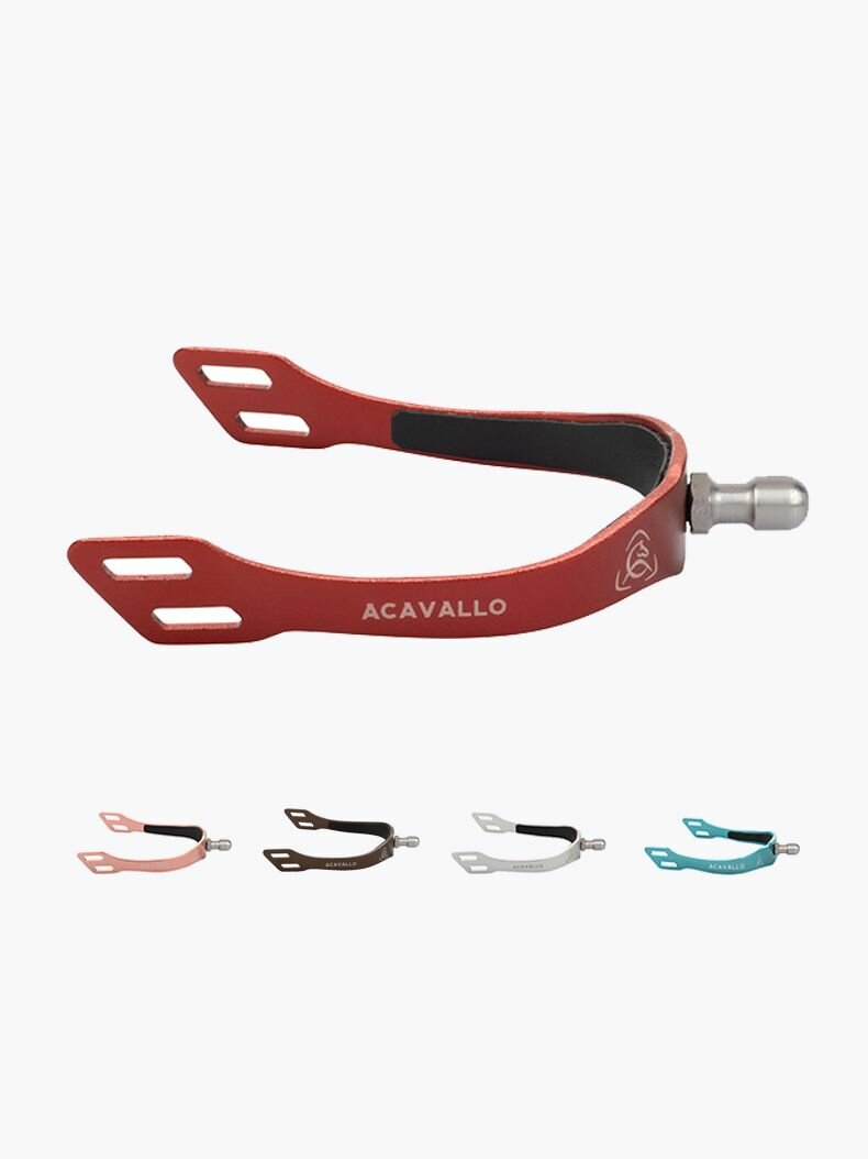 Шпоры Acavallo для верховой езды, алюминий, красный, двойные проушины, 2 шт