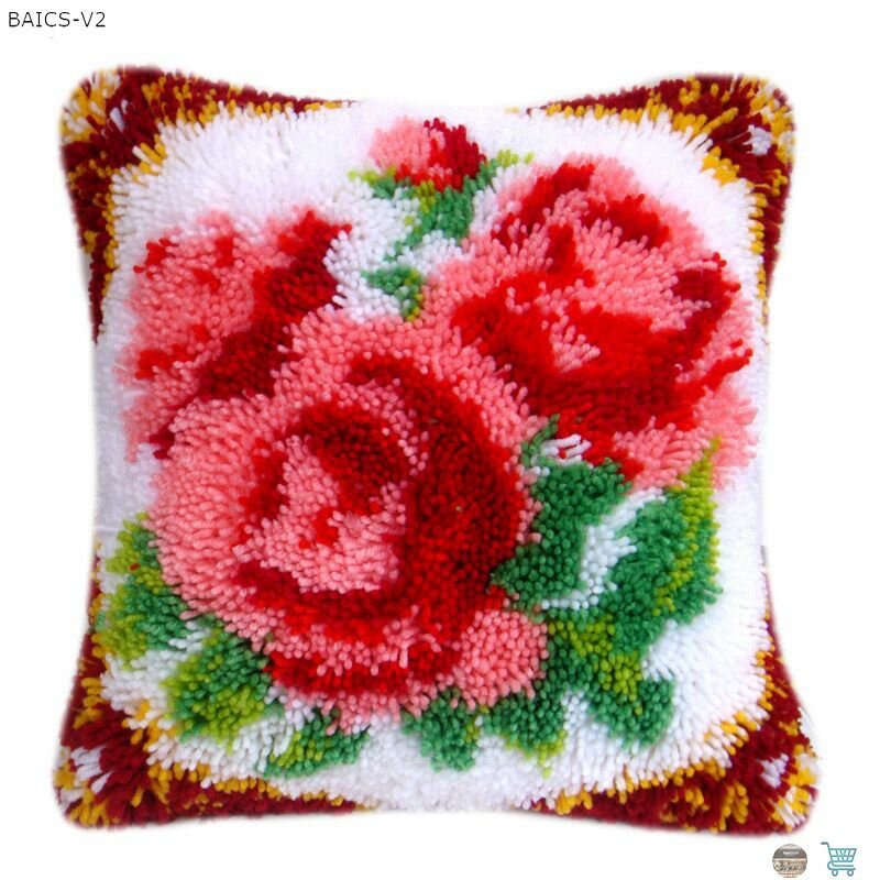 Ковровая вышивка набор для вышивания подушки /Красивые цветы/размером 43х43 см