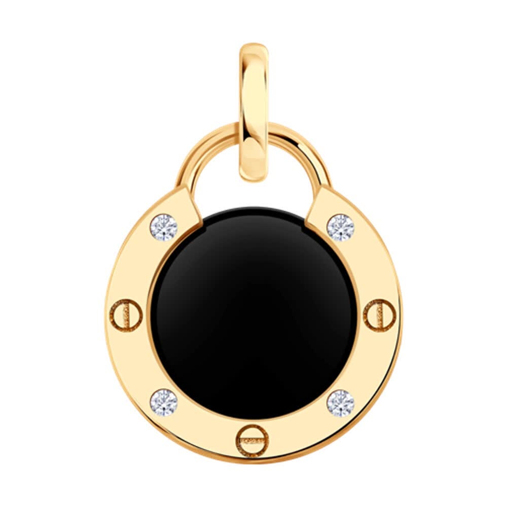 Подвеска, красное золото, 585 проба, агат, фианит