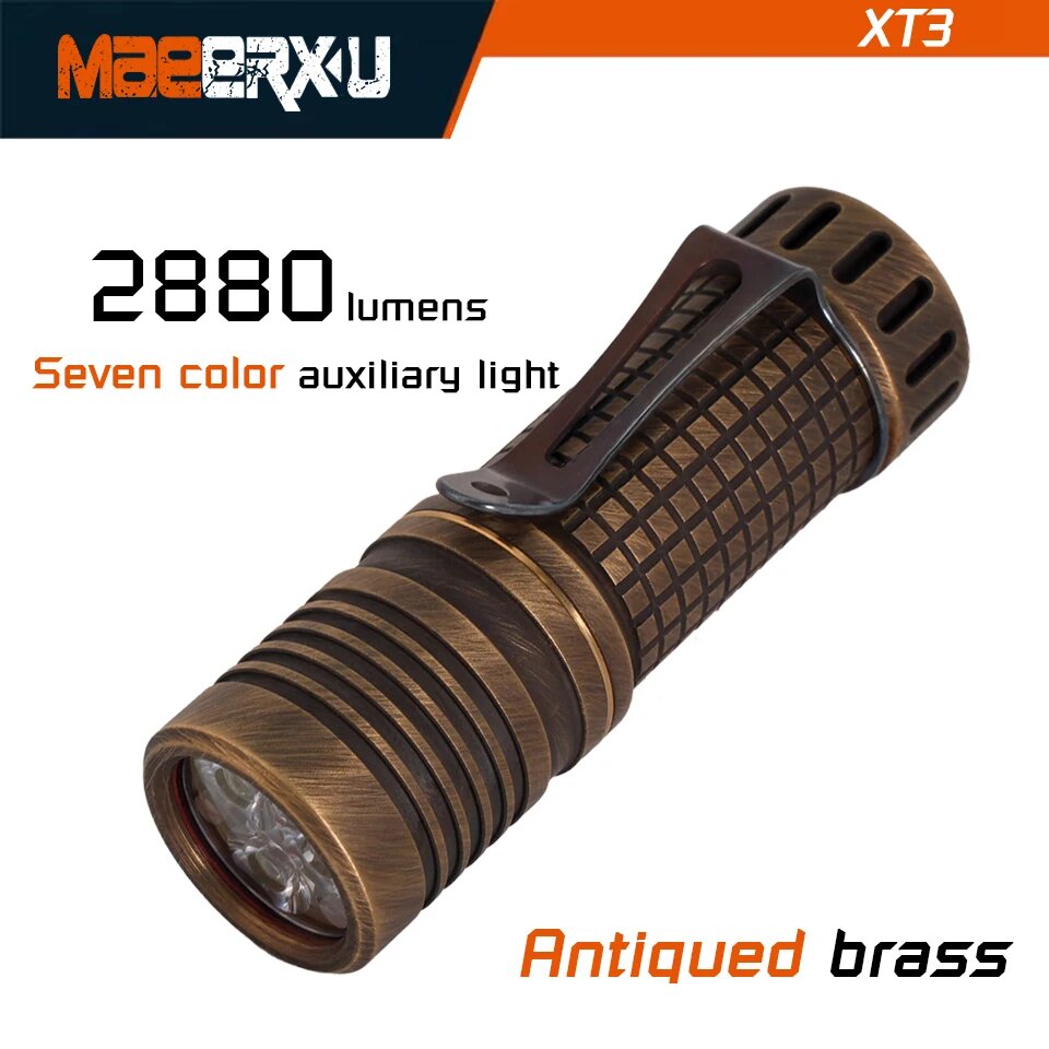 Мини-портативный фонарик XT3 из антипривидной латуни Maeerxu, аккумулятор 18350, сверхмощные фонарики, компактный аварийный фонарик,