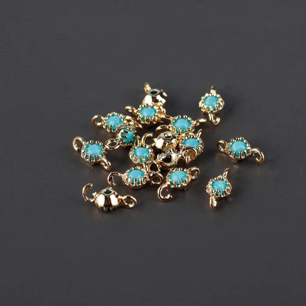 Набор для изготовления сережек GUFEATHER M943, 20 шт, золотистые фианиты M94306