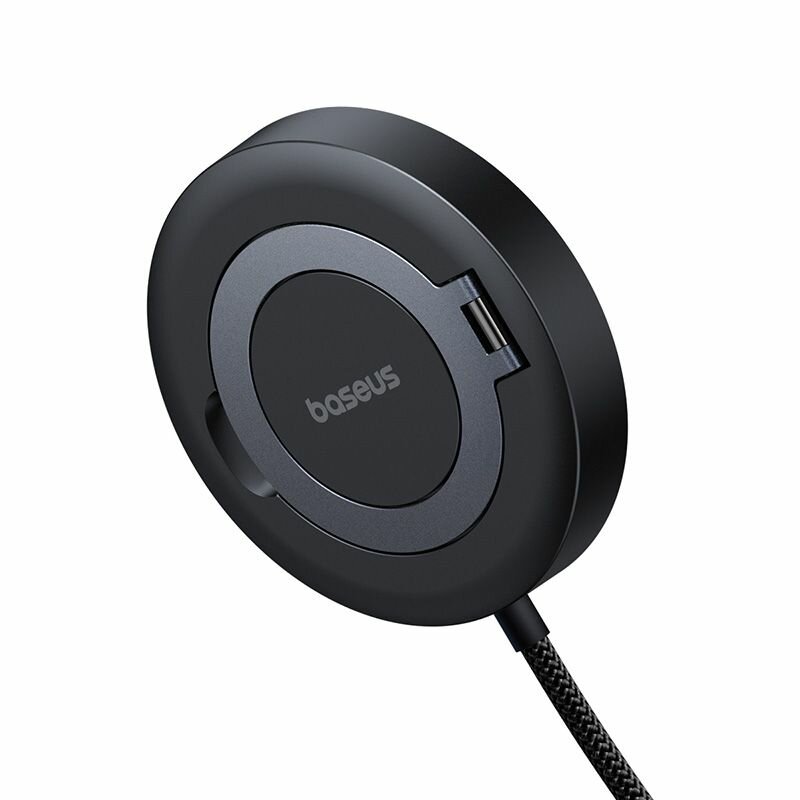 Baseus магнитное беспроводное зарядное устройство с подставкой Baseus Simple Mini4 Magnetic Wireless Charging Stand Qi2 15W Universal Explorer Edition Cosmic Black (MagSafe), черное