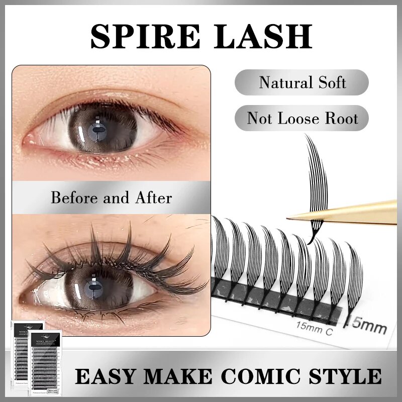 Winky Beauty Premade Elf Eyelash Comic Spire Косплей C/D Curl Аниме Эффект Мягкий шлейф Fluttering Манга Наращивание ресниц
