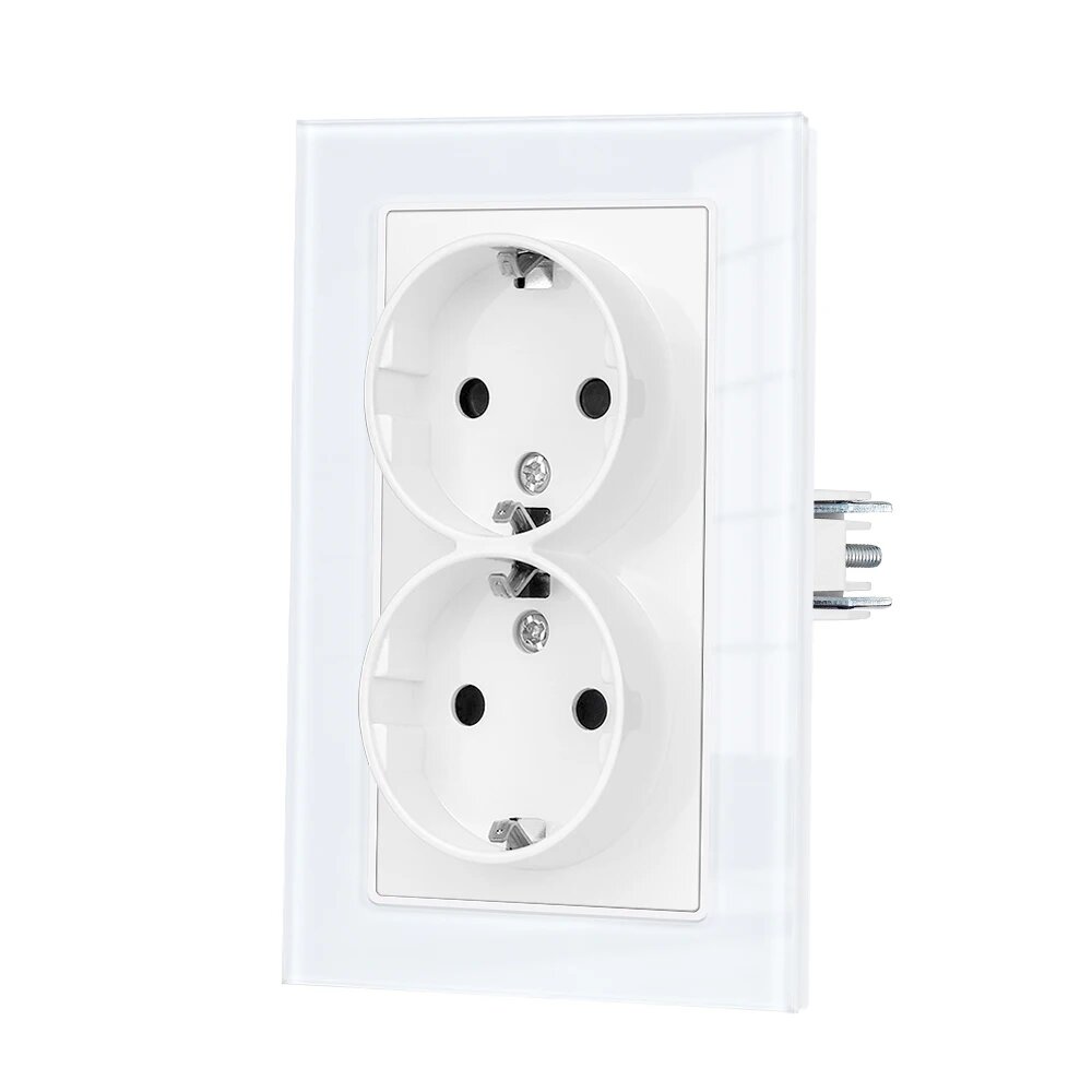 SRAN Двойная розетка 16A хрустальная 122X82mm White