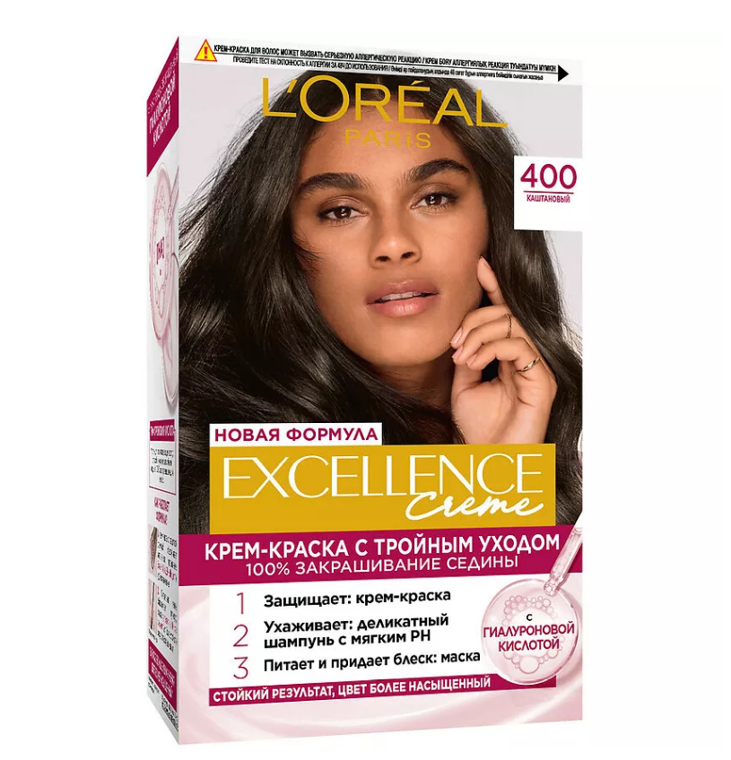 Стойкая крем-краска для волос L'Oreal Paris Excellence, 400 Каштановый