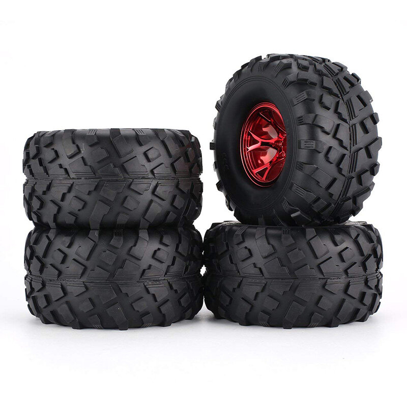 4 шт. AX-3004 обод резиновая шина колесо пластиковая ступица для 1/10 RC Bigfoot модель HSP HPI Beadlock запасные части, красный