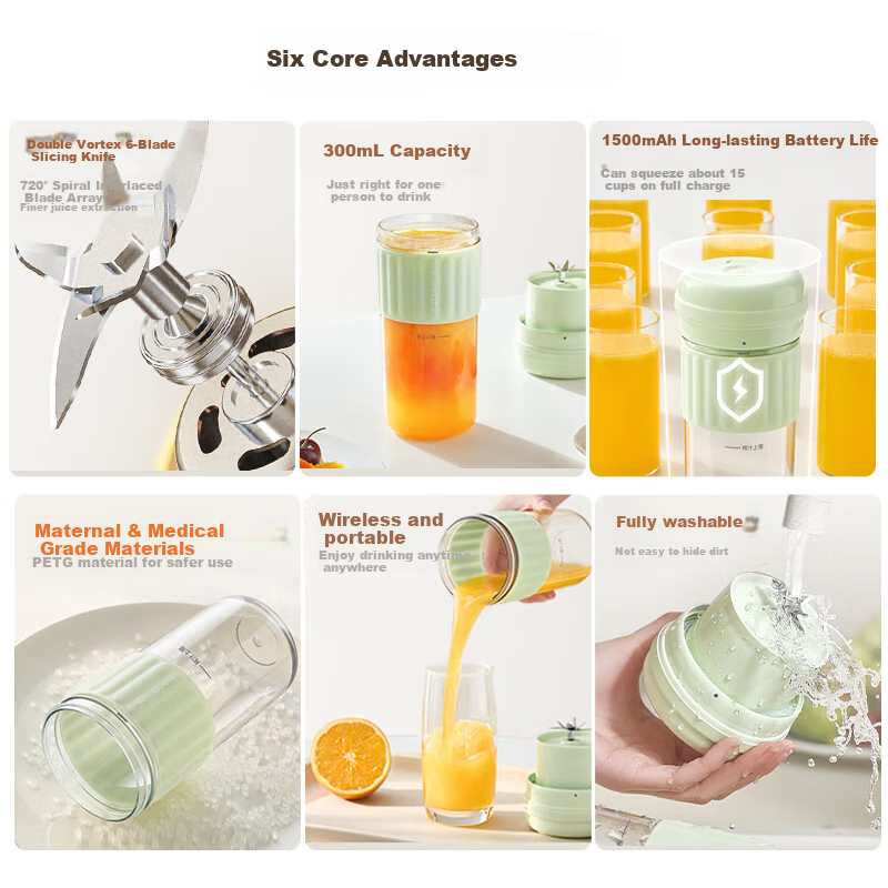 Joyoung Portable Wireless Juicer Mini Juicer Blender L3-LJ325 Green