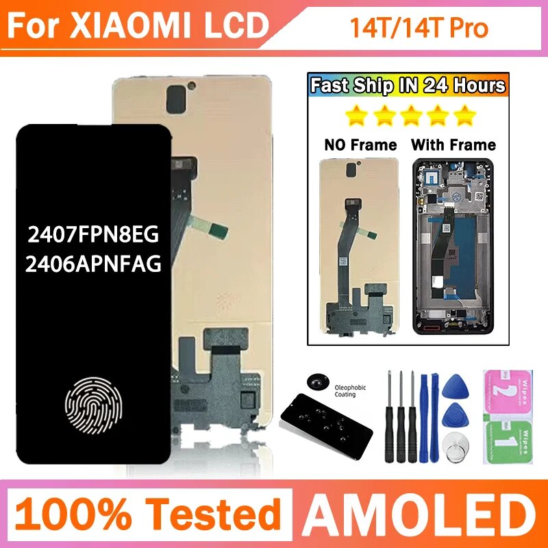 6,67 "экран для Xiaomi 14T 2406APNFAG ЖК-дисплей для Mi 14T Pro 2407FPN8EG, сенсорный дигитайзер для Redmi K70 Ultra Display 14T Black Frame