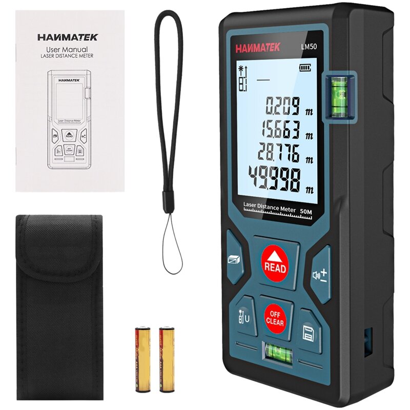 HANMATEK Optics Rangefinder 50M Ручной высокоточный электронный измерительный оптический дальномер Линейка прибор для измерения помещений