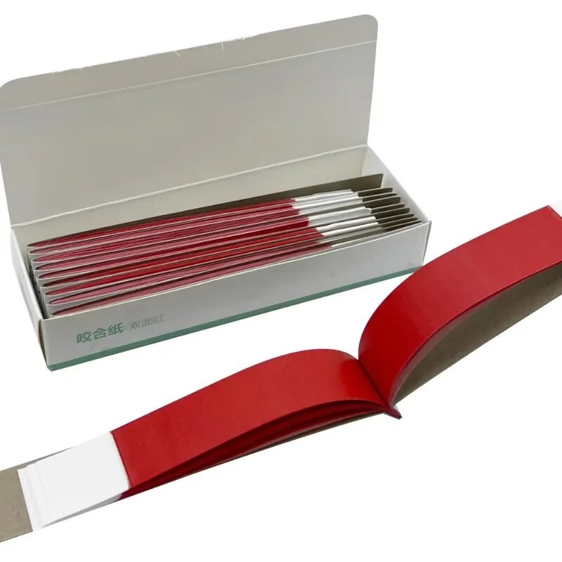 200 листов/коробка, стоматологическая бумага для укуса, синяя, красная, двусторонняя бумага для укуса, стоматологические межзубные прокладки, прозрачная бумага для укуса, стоматологические материалы Red
