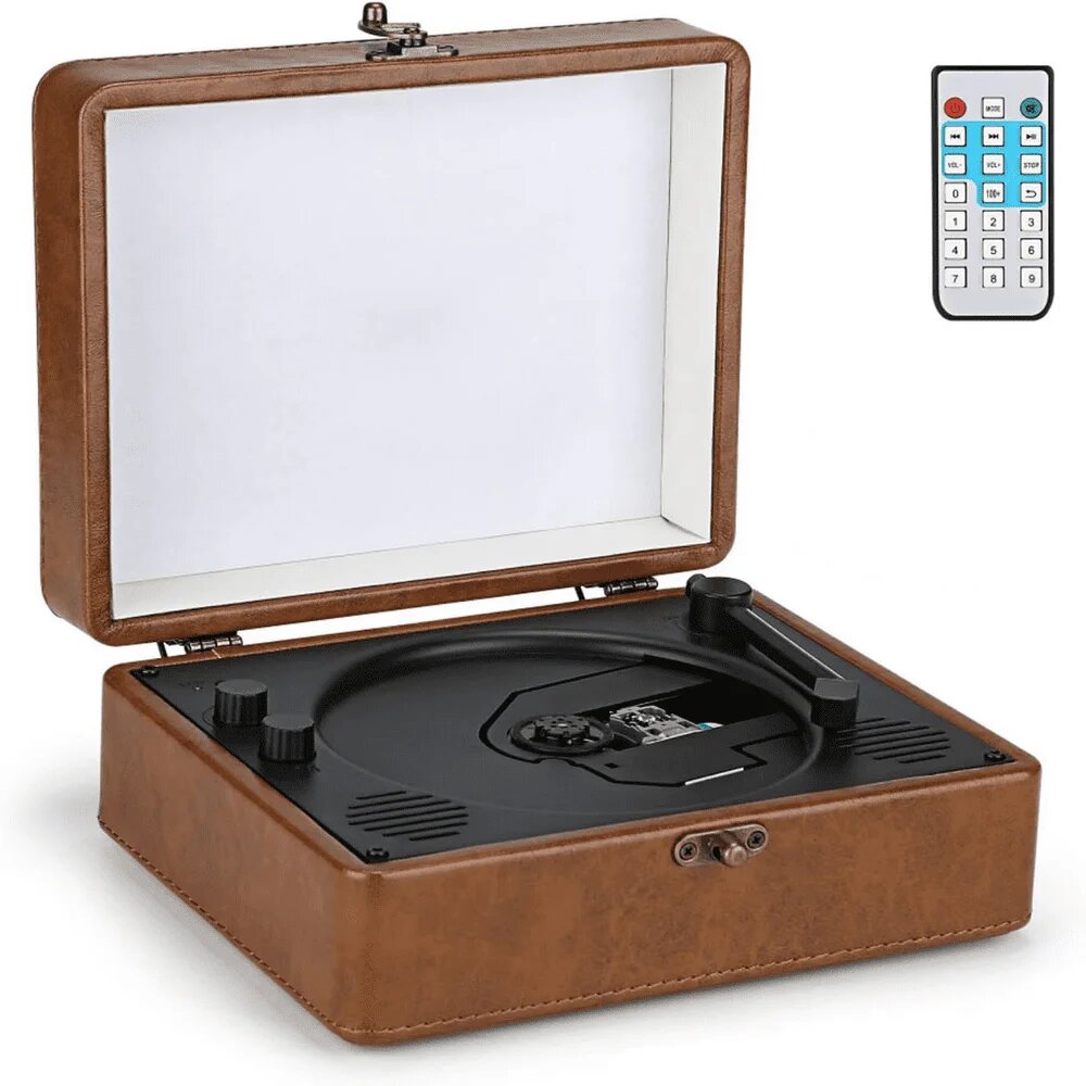 CD-плеер с Bluetooth - Ретро настольные CD-плееры для дома CD-плеер с динамиками, встроенными в HiFi Bluetooth 5.0 FM-поддержка AUX/USB разъем для наушников CD-плеер переносной для детей