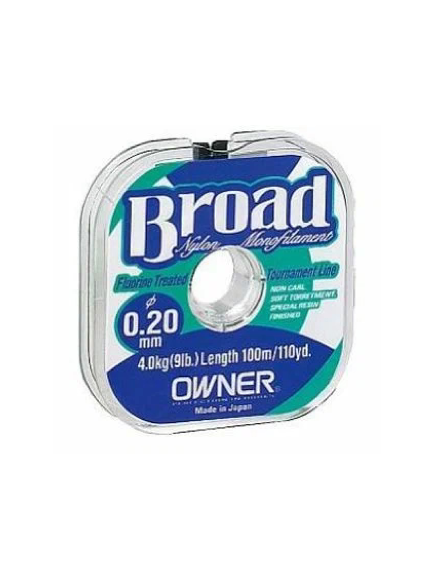 Монофильная рыболовная леска Owner BROAD 100м, 0.24мм, 5кг, зеленая