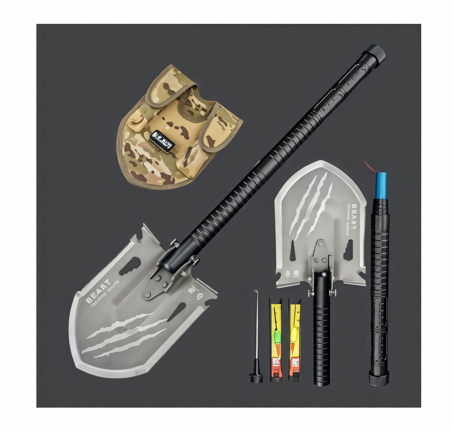 Лопата многофункциональная Xiaomi HX OUTDOORS Fishing Multifunctional Engineer Shovel, черный