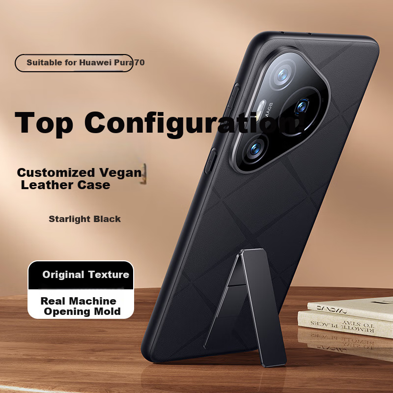 Mofi Ultra Thin Leather Phone Case with Built-in Lens Film and Rotating Stand for Huawei Pura 70/P70 Pro+
