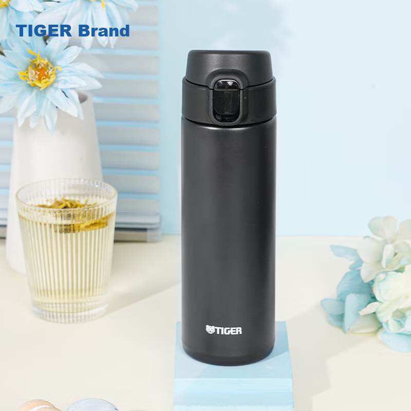 TIGER Insulated Mug, Lightweight Stainless Steel Vacuum One-Touch Pop-Up Lid Cup, MOY-A48C Graphite Black 480ML