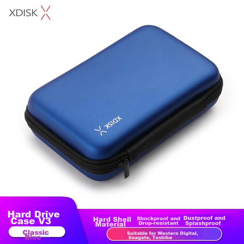 XDISK 2.5-Inch Portable Hard Drive Case V3, Shockproof And Pressure-Resistant, Hard Shell Protective Cover, Portable Digital Bag, Dark Blue