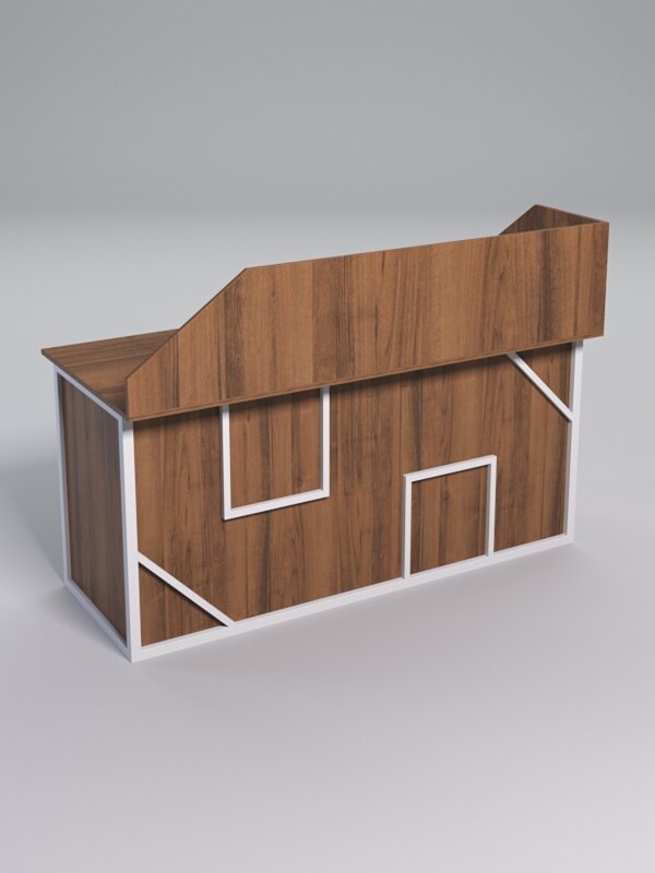 Стол двухтумбовый офисный С-07А с экраном "стронг" в стиле лофт декор №4, Орех + металлический каркас Белый