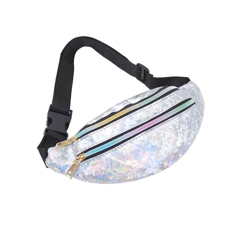 Сумка с пайетками, голографическая лазерная стеклянная осколок, поясная сумка, ПУ, застёжка кармана через тело, сумочка для монеты, женский ремень с попой, грудная сумка