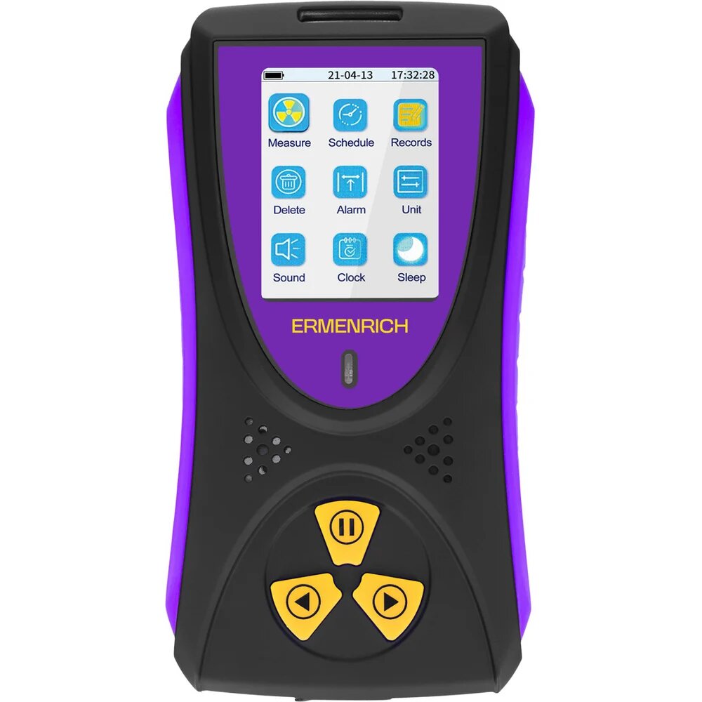 Дозиметр Ping RD50, фиолетовый Ermenrich 84641, Память дозиметра сохраняет до 10 предыдущих измерений