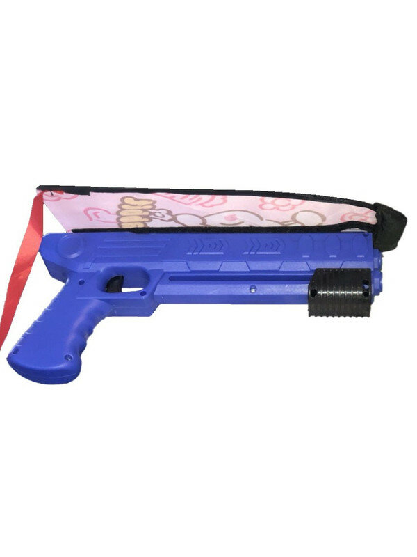 Набор Веселые зверята Воздушный змей розовый 25*20 см + пистолет-катапульта синий