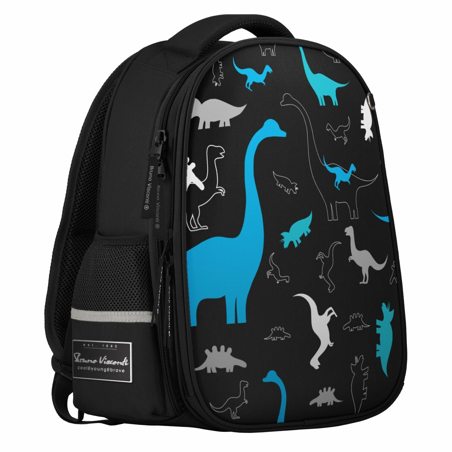 Рюкзак школьный для мальчиков Bruno Visconti "динозаврики" черный арт.12-001-099/01