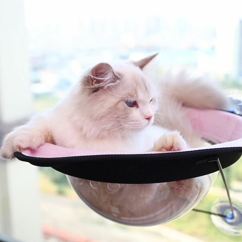 Лежанка для кошек, гамак на окно для животных до 30 кг, лежак для кота на крепких присосках, гамак для кошек, серый