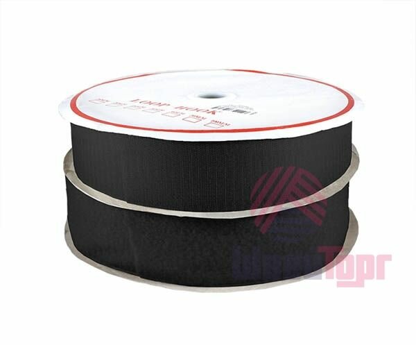 Контактная лента (липучка) 5 см (2 рулона мама+папа) чёрная 25 метров