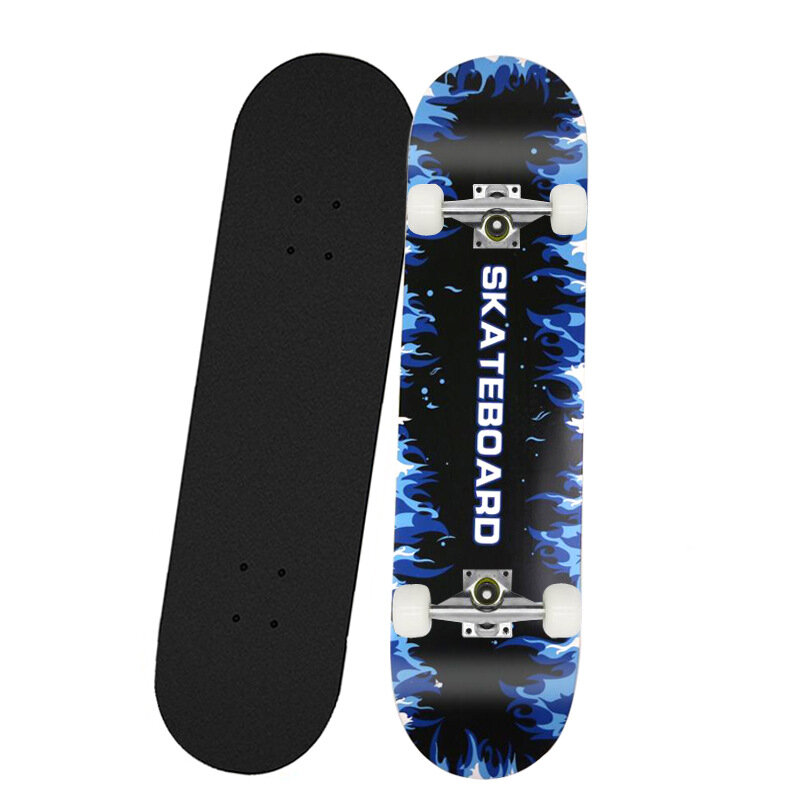 Скейтборд "Синий огонь", для начинающих, двойной мост из клена