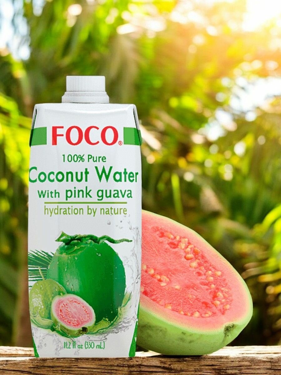 Кокосовая вода FOCO с розовой гуавой 330 мл