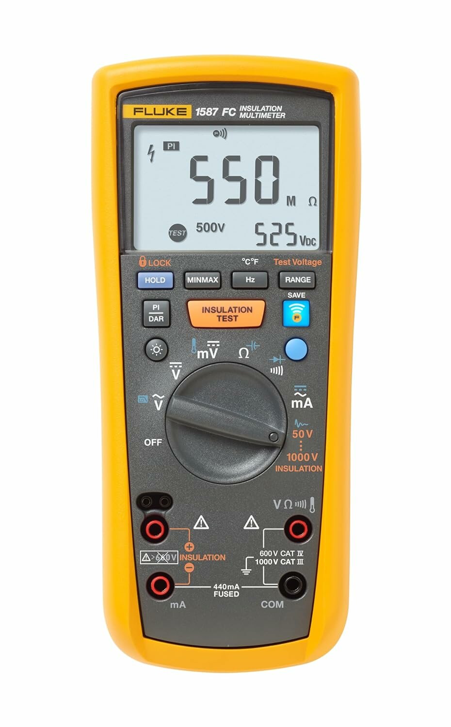 Fluke 1587 FC мультиметр с функцией измерения сопротивления изоляции (США)