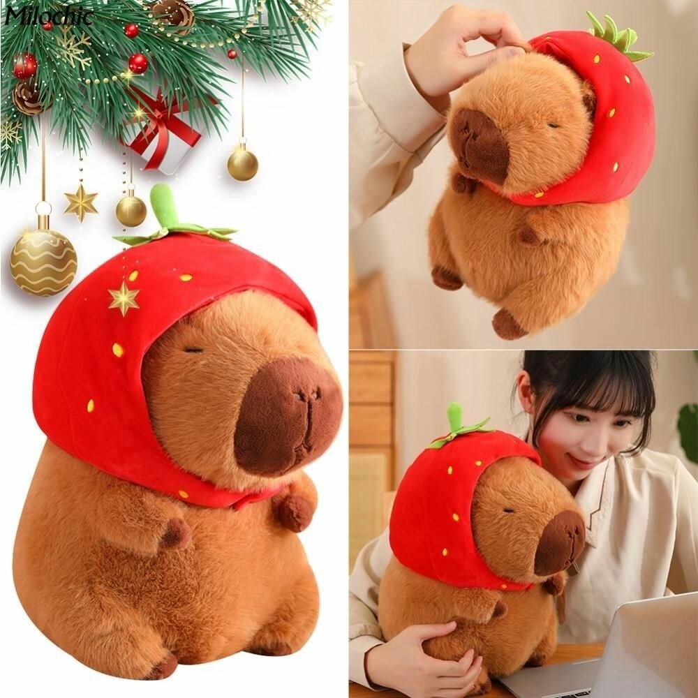 Кукла Капибара клубничная кукла капибара, короткая плюшевая, мягкая и гладкая, креативная и милая, высококачественный подарок