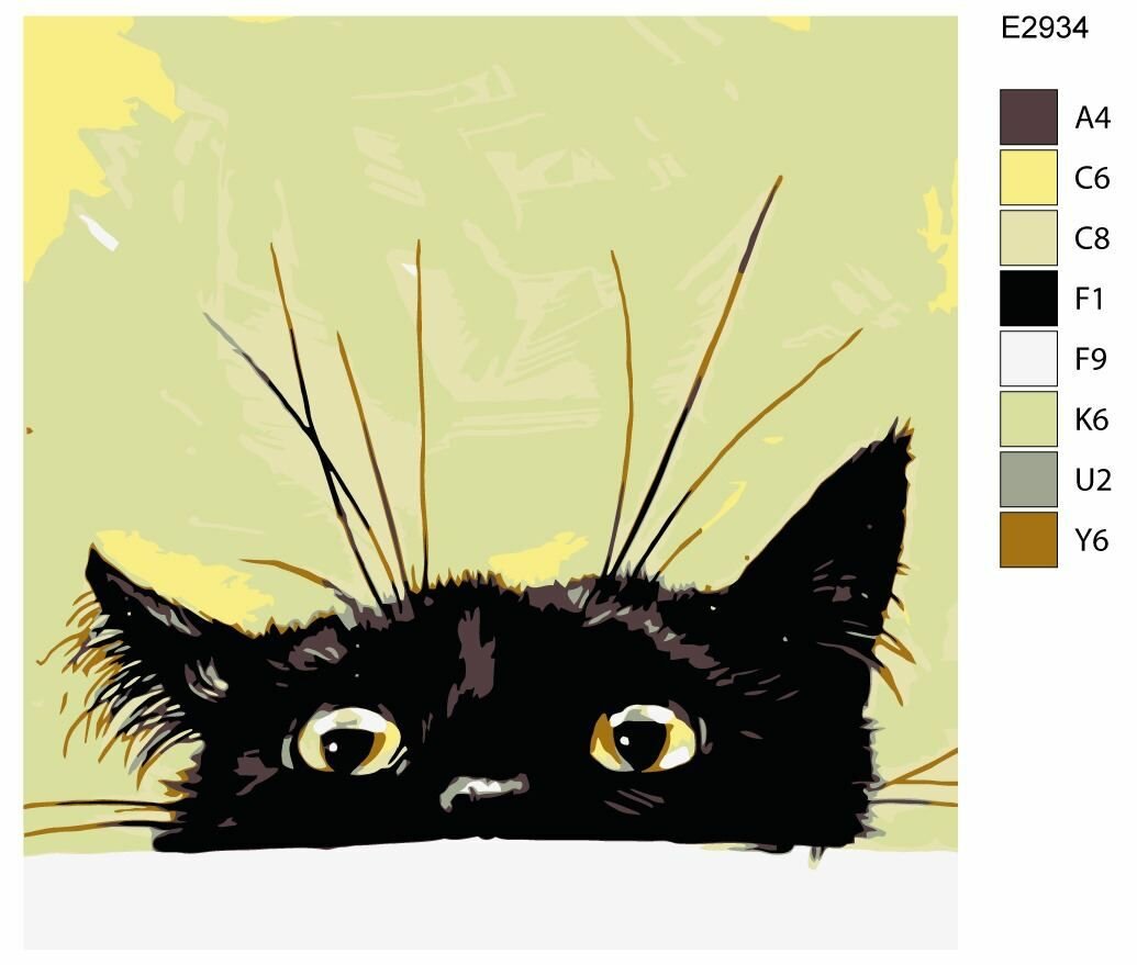 Детская картина по номерам E2934 "Коты-Мемы. Черный котенок" 30x30