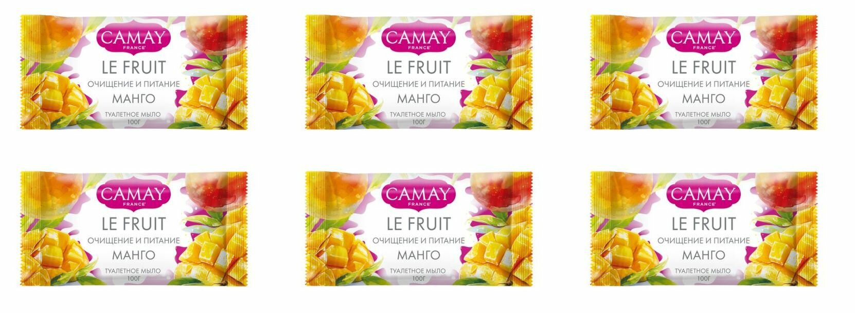 Camay Твердое мыло LE FRUIT Манго, 100 г, 6 шт