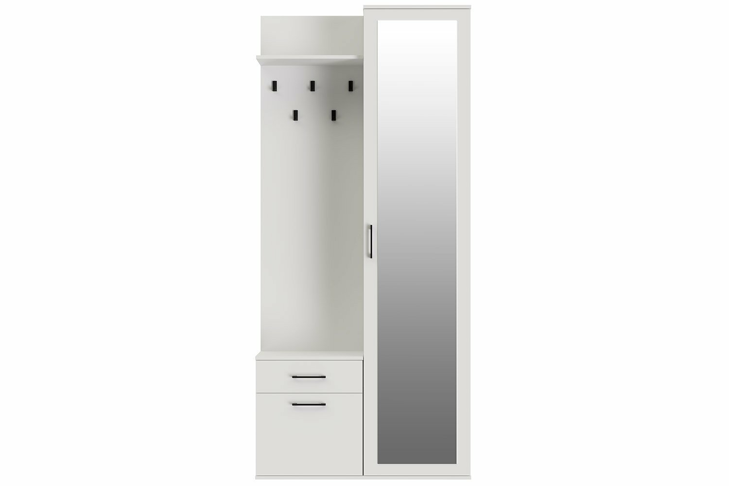 Вешалка напольная MYSTAR Элиза 100х220х32,3 см, с зеркалом, цвет белый