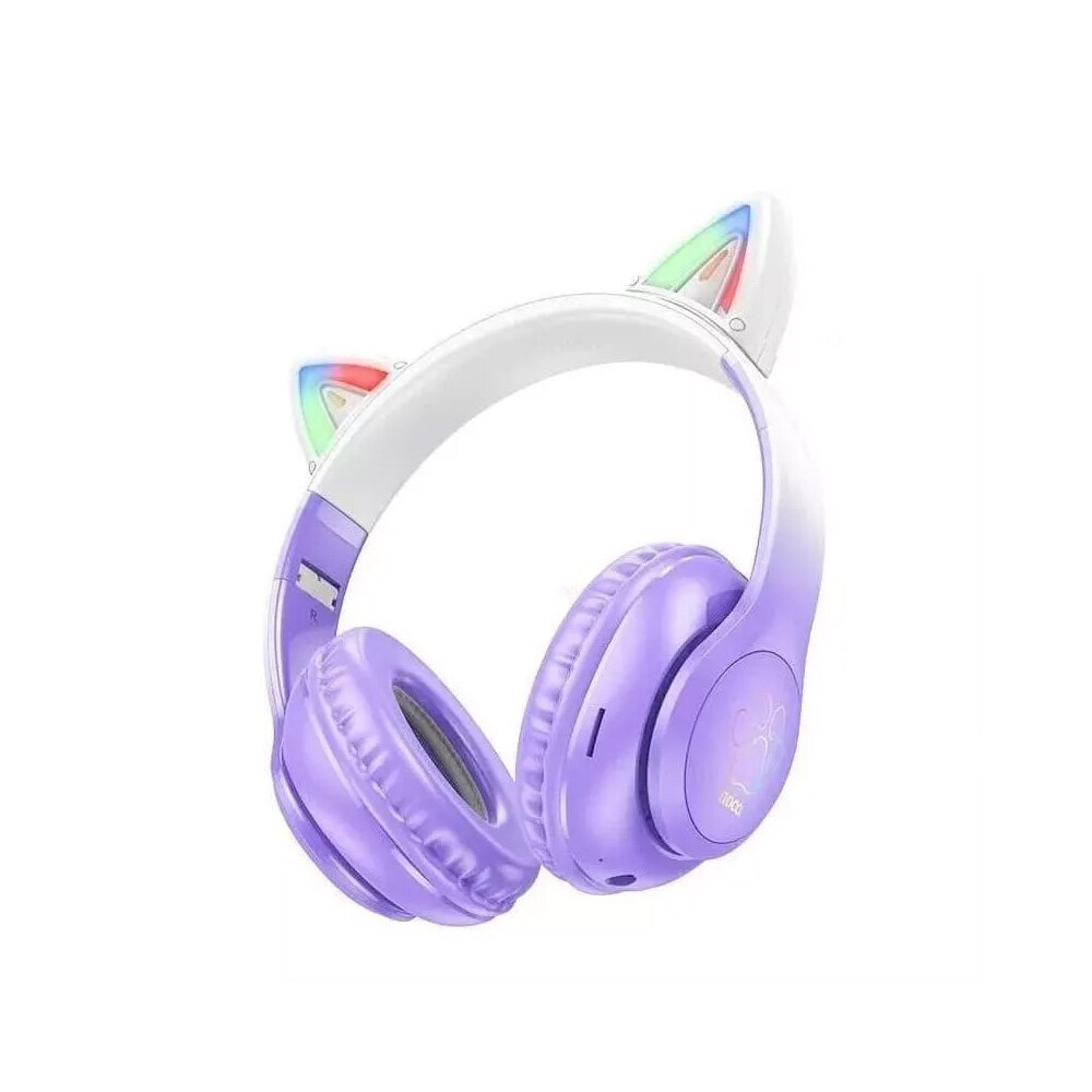 Hoco Наушники беспроводные с ушками Hoco W42 Cat ears BT purple grape
