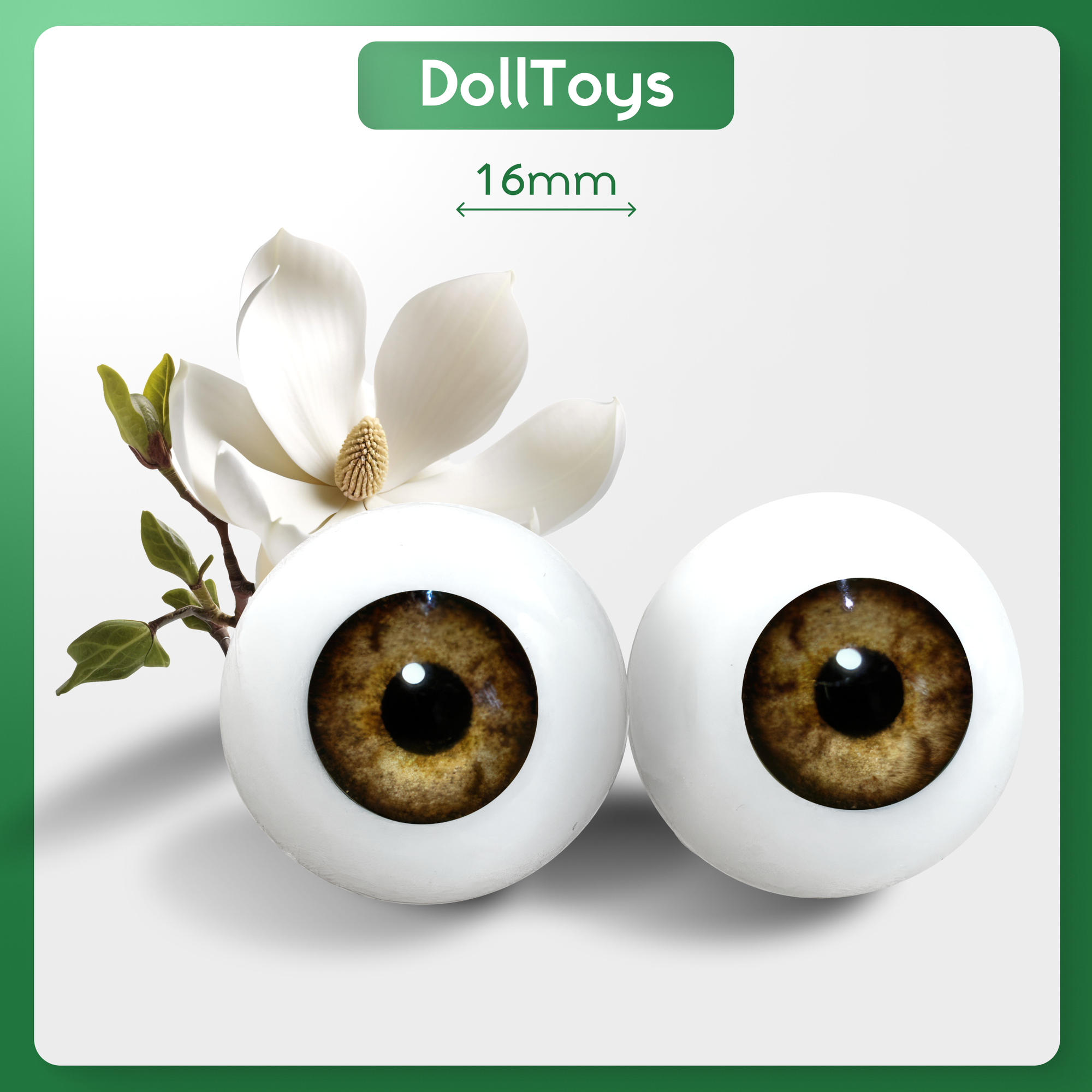 Глаза акриловые для кукол и игрушек круглые 16 мм, цвет светло-коричневый