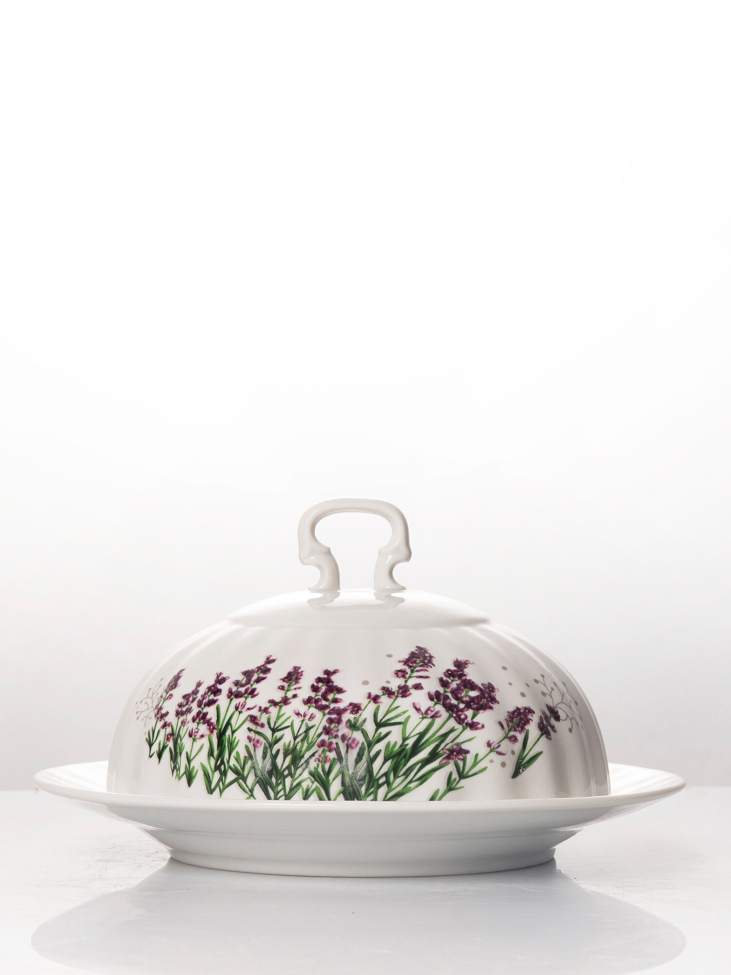 Масленка фарфоровая круглая 500 мл. Добрушский фарфоровый завод "Лаванда"