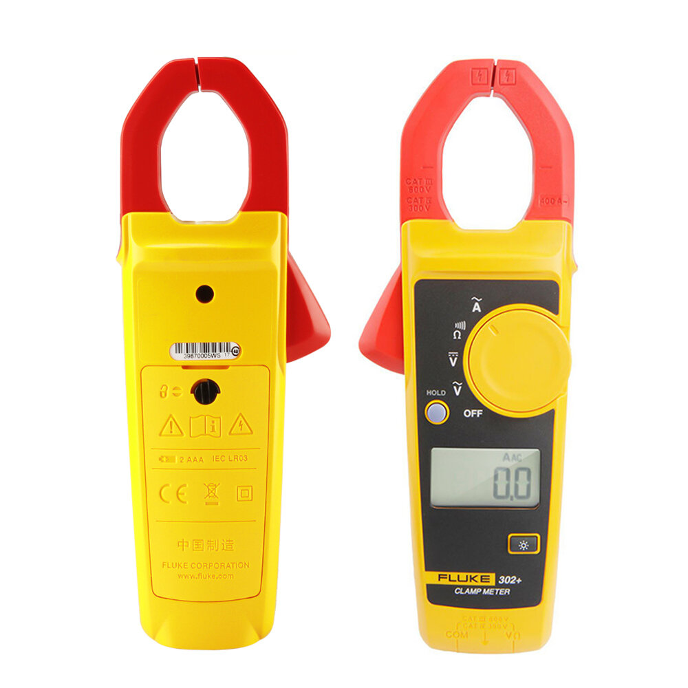 Цифровой зажимной мультиметр FLUKE F302+ с ЖК-дисплеем, измерение AC/DC тока до 400А и напряжения до 600В