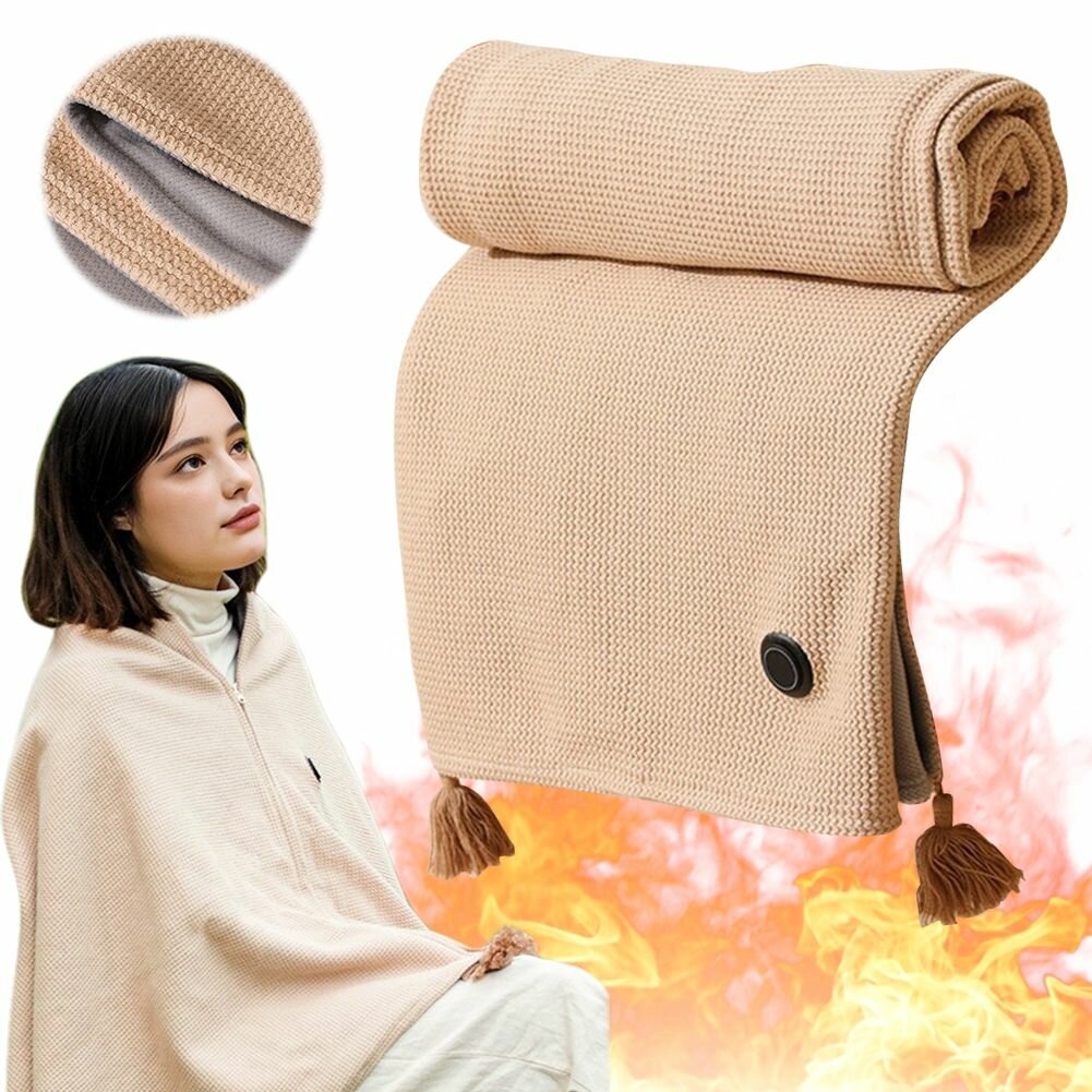 Носимое USB-одеяло с электрическим подогревом, электрическое одеяло, шаль, шаль с подогревом