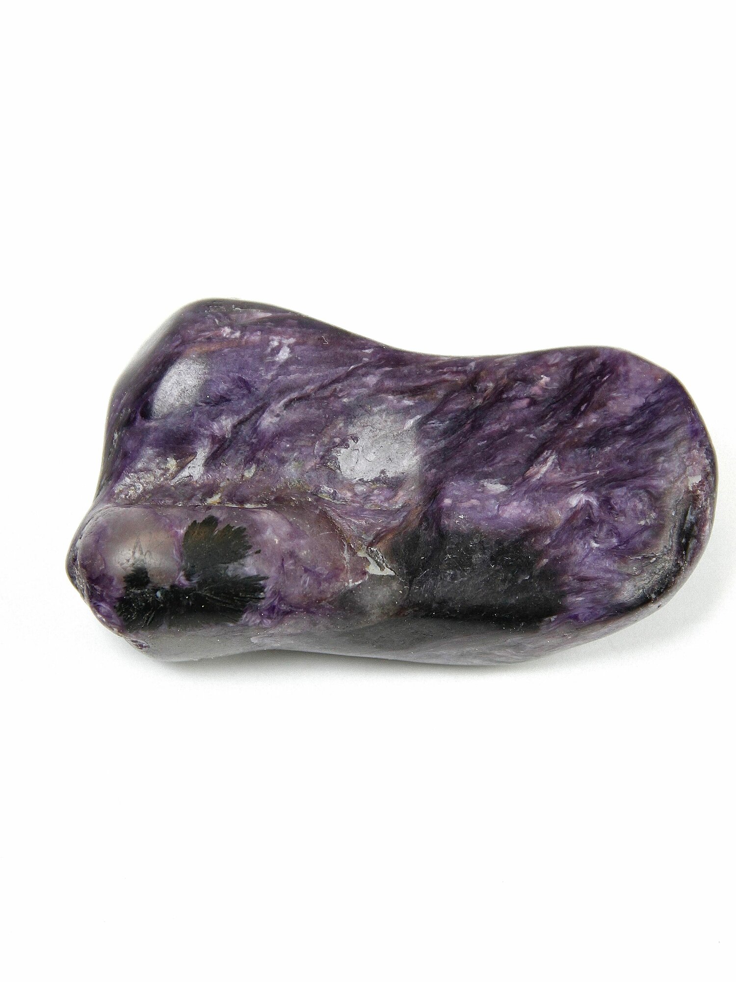 Чароит - 4.5-5.5 см, 35-45 гр, натуральный камень, галтовка, 1 шт - для декора, поделок, бижутерии