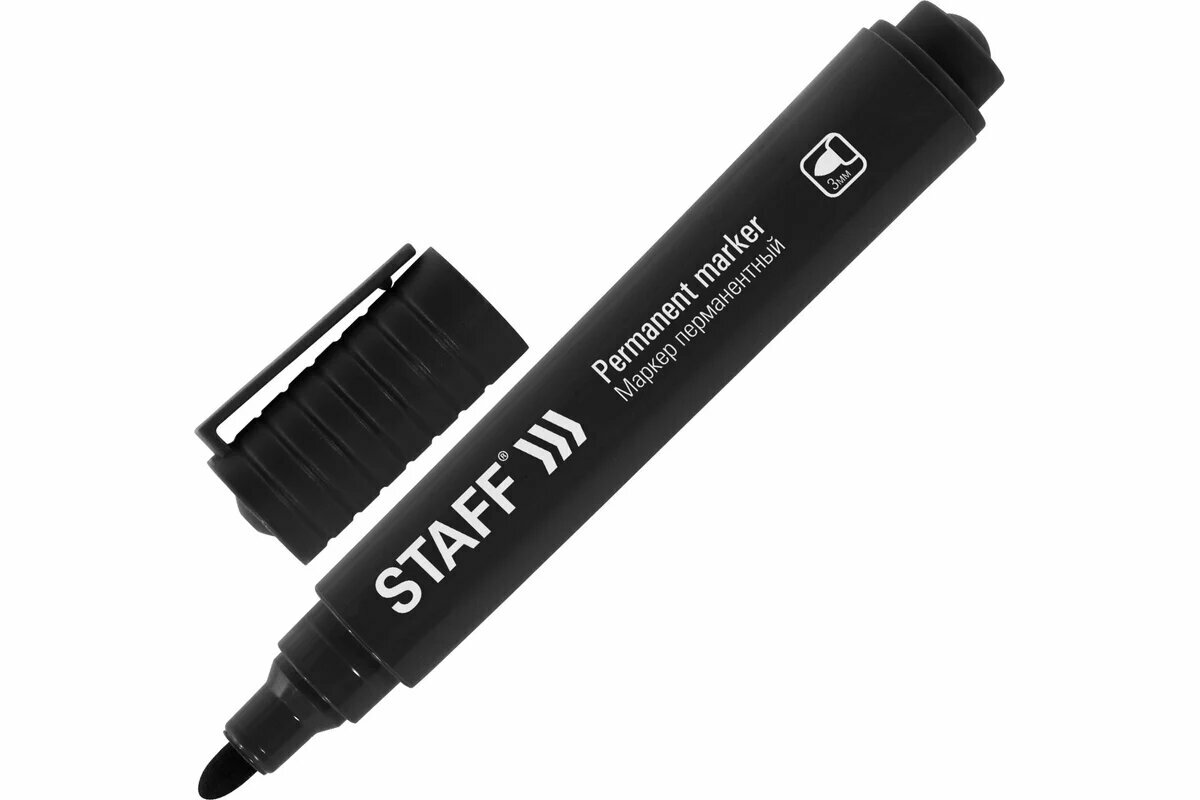 Staff pm-125 перманентный маркер черный набор 3 шт 3 мм наконечник для письма по металлу