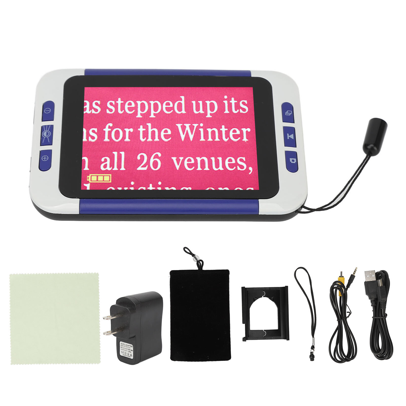 Портативный цифровой видеоувеличитель с 26 цветовыми режимами, электронные вспомогательные средства для чтения, 2–48-кратное увеличение, вилка 110–240 В (США).
