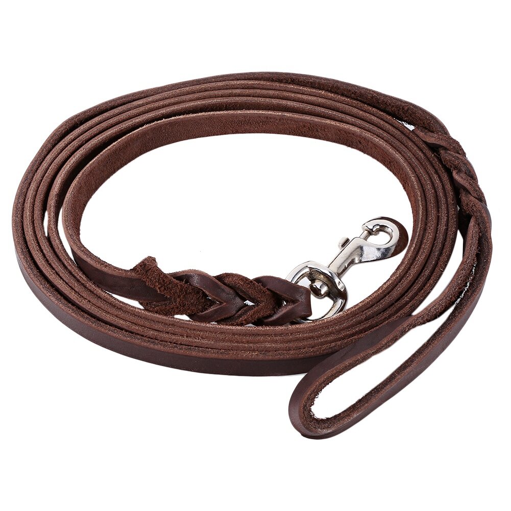Pets Dog Training Leash Durable Leather Long Braided Walking Lead