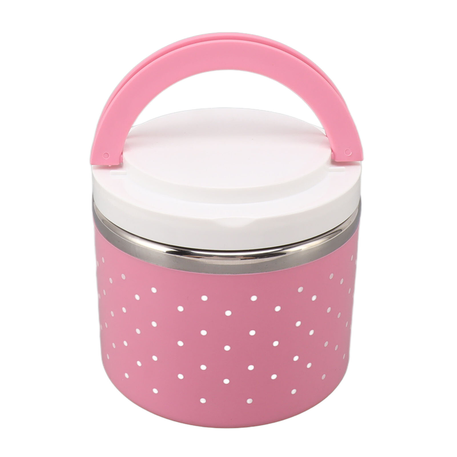 Термосумка для обедов изоляционная круглая герметичная портативная большая термоконтейнер для еды для школы офиса путешествий розовая. Single Layer L. Материал: нержавеющая сталь, ПП. Размер крышки: диаметр: approx. 13.2см / 5.2дюйма, высота: approx. 3см /