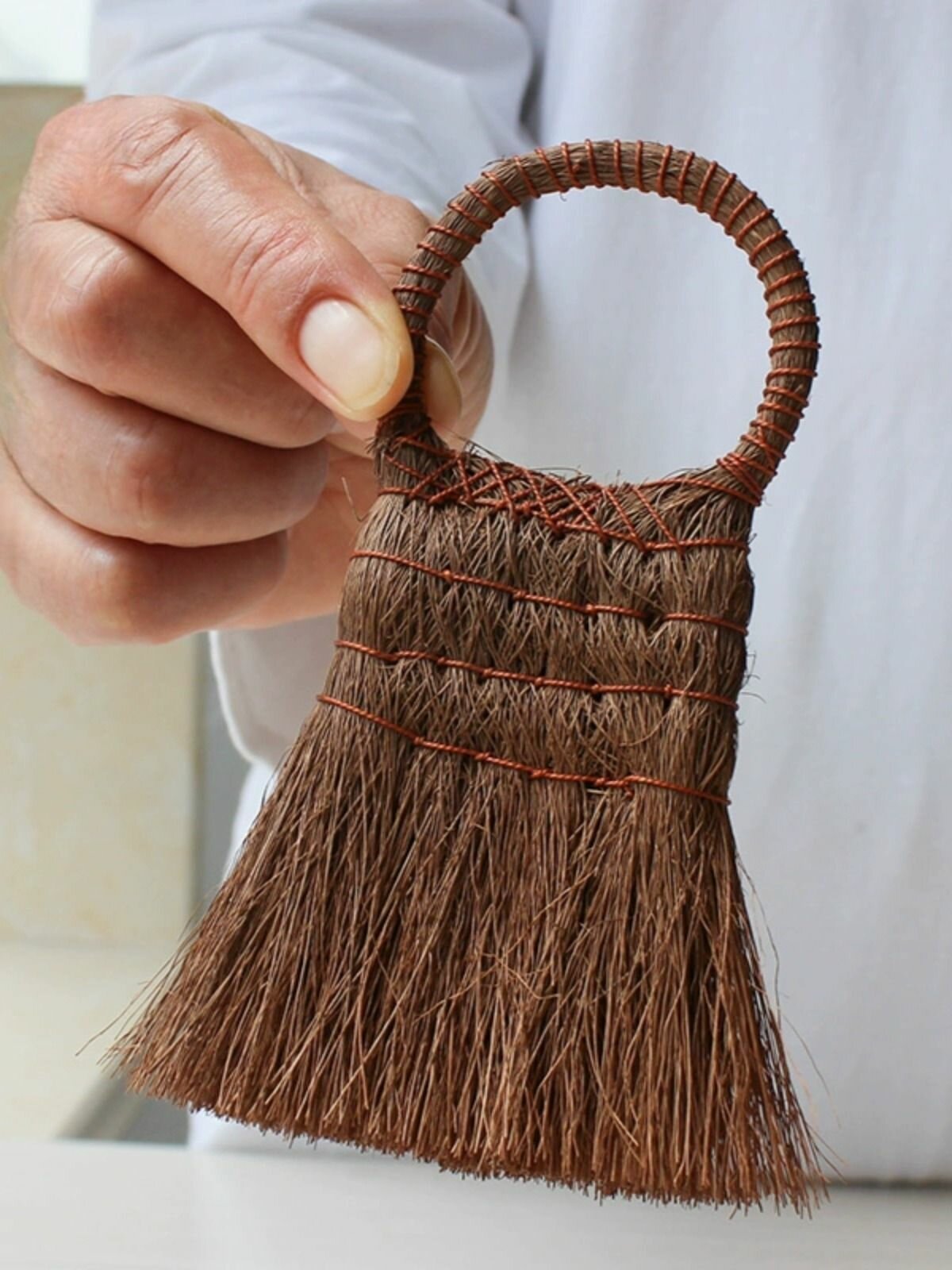 Мини-веник из натурального пальмового шелка, маленькая метла=v=