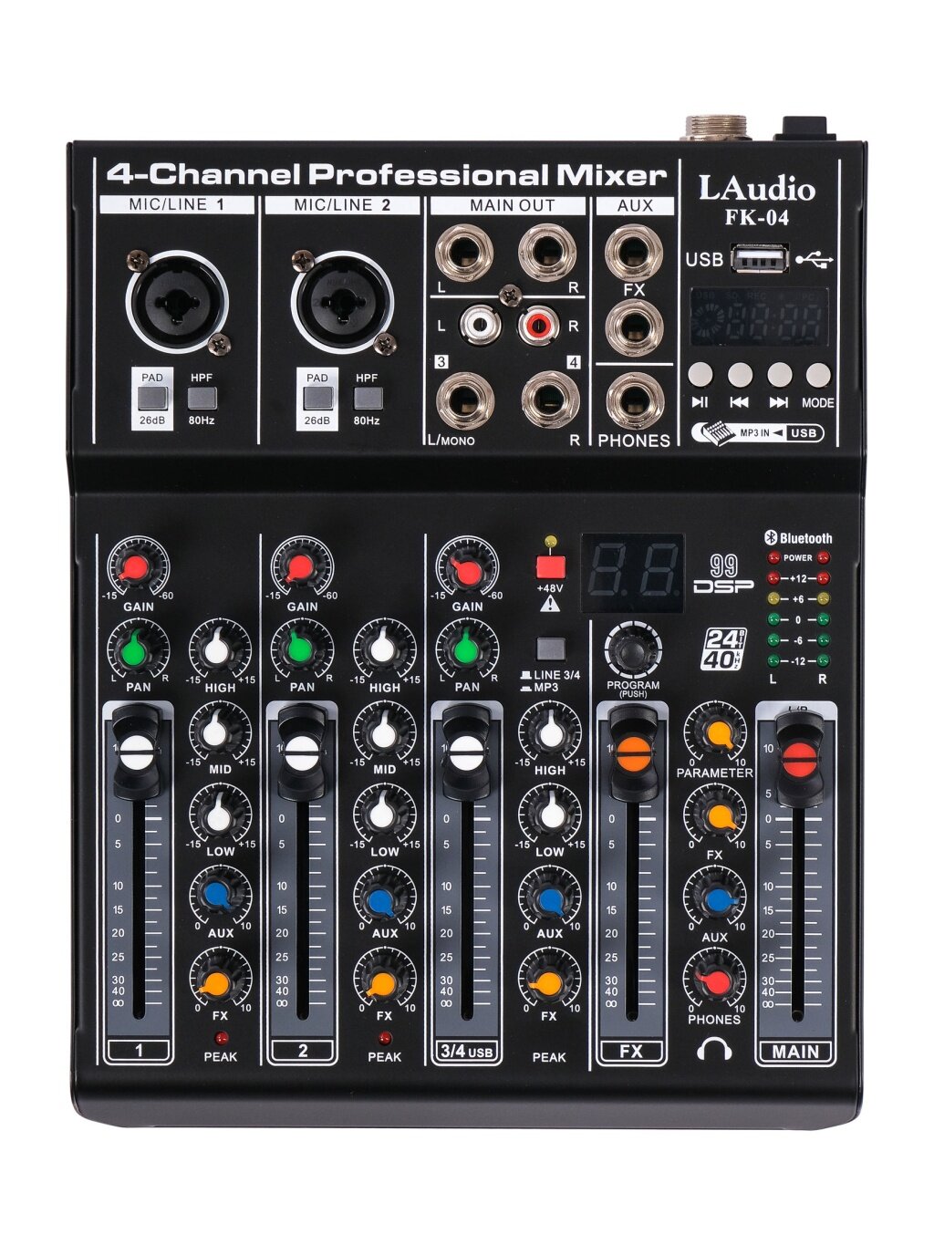 FK-04 Микшерный пульт, 4 канала, серия PRO, LAudio