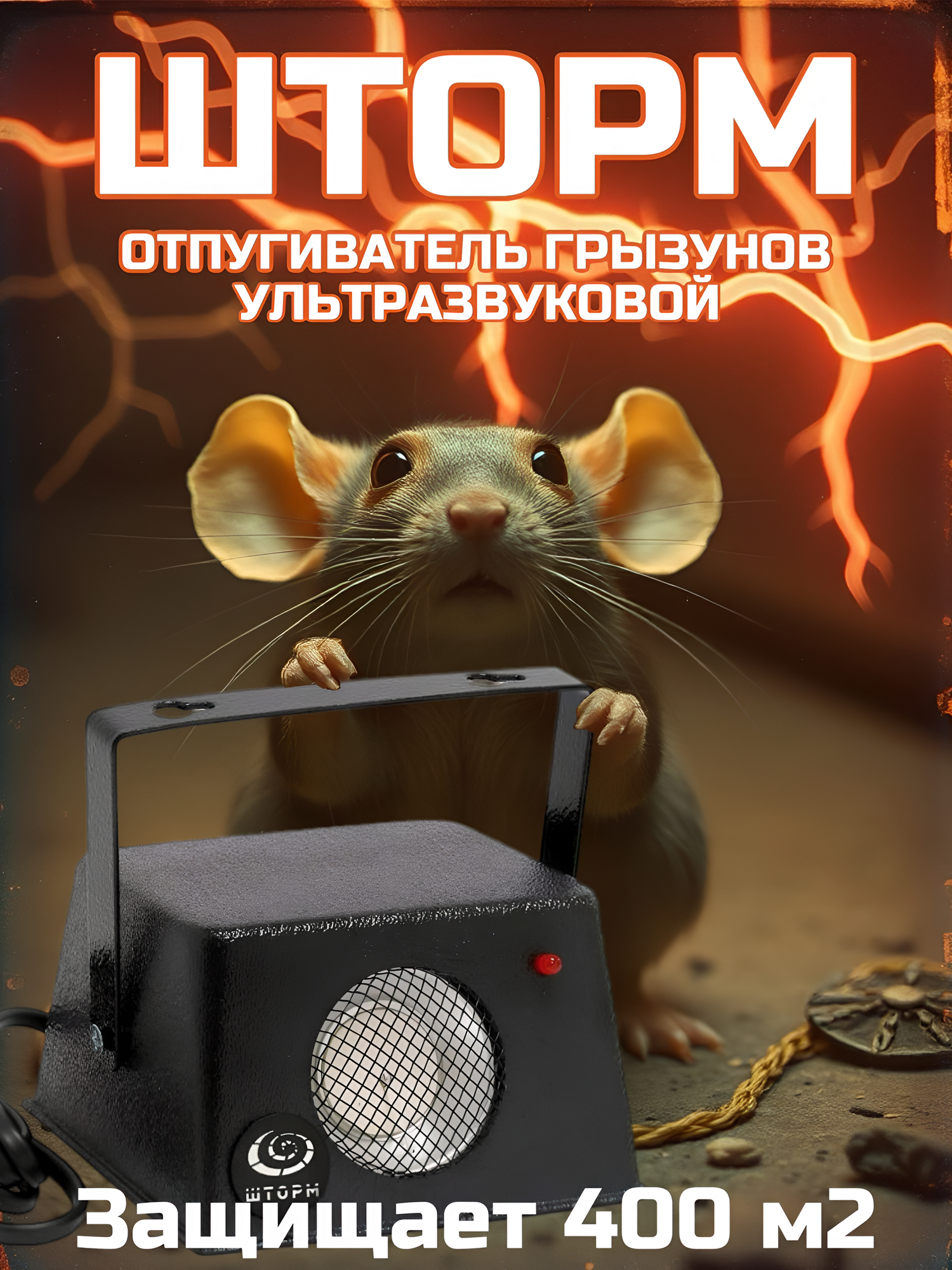Ультразвуковой отпугиватель "Шторм 400", от крыс и мышей, площадь действия до 400 м²